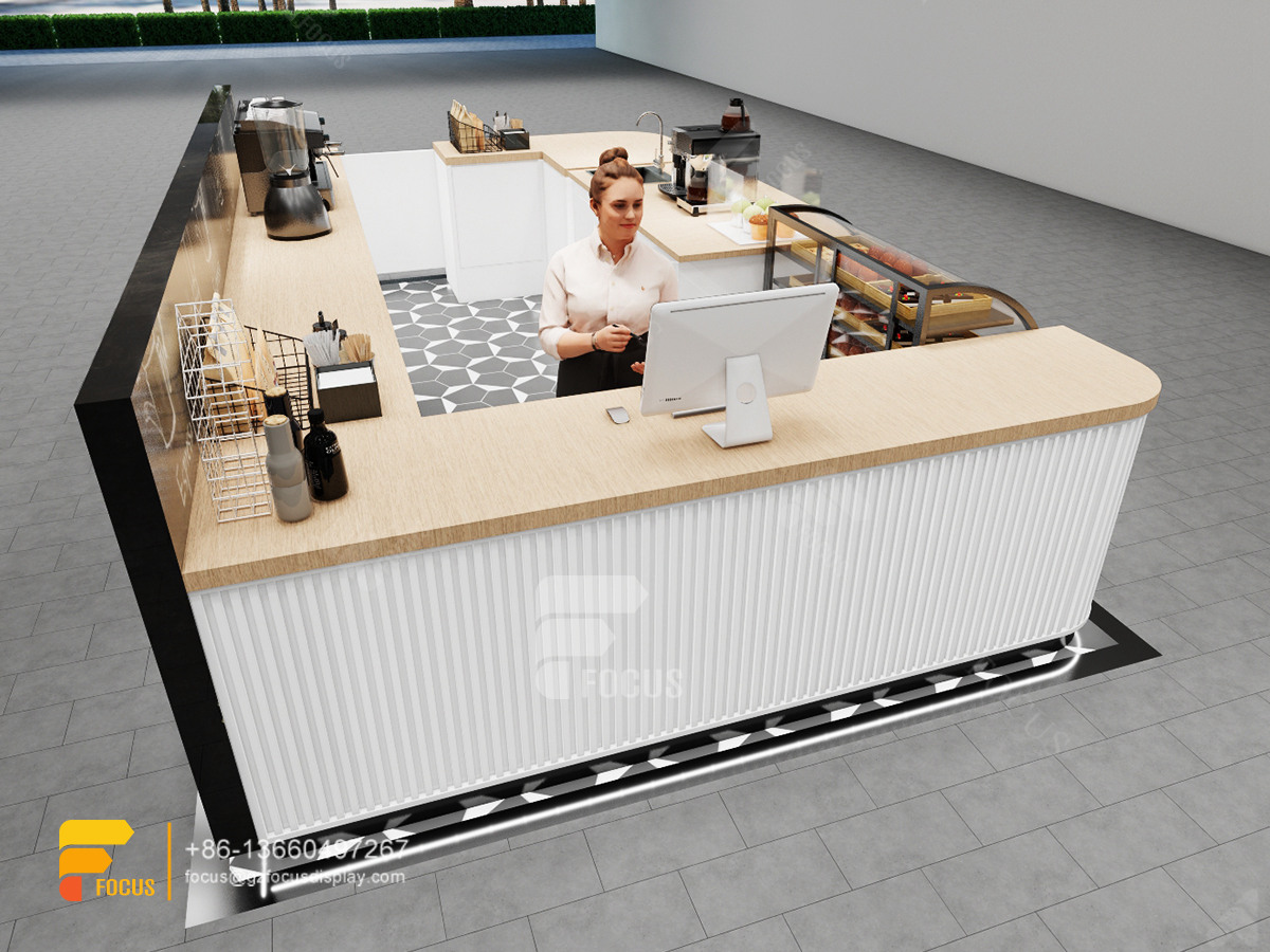 Custom Coffee Kiosk Cafe Service Counter Milk Tea House Design