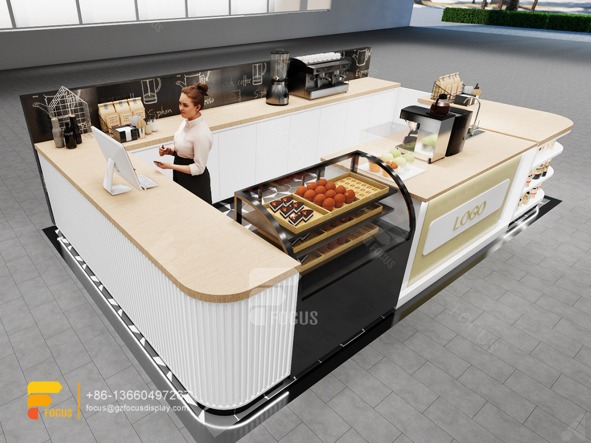 Custom Coffee Kiosk Cafe Service Counter Milk Tea House Design