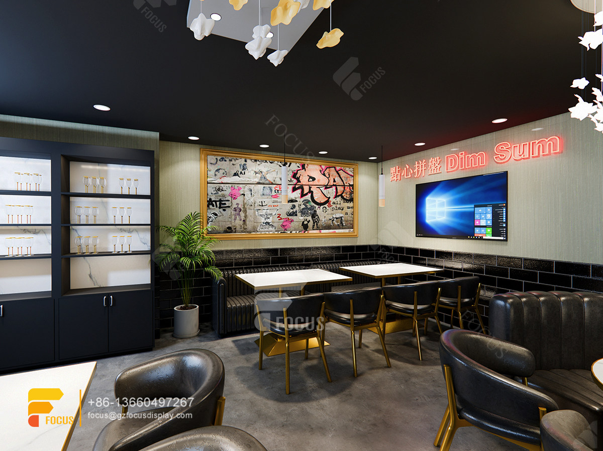 Luxury Cafe Design Coffee Display Stand Simple Milk Tea Shop Design