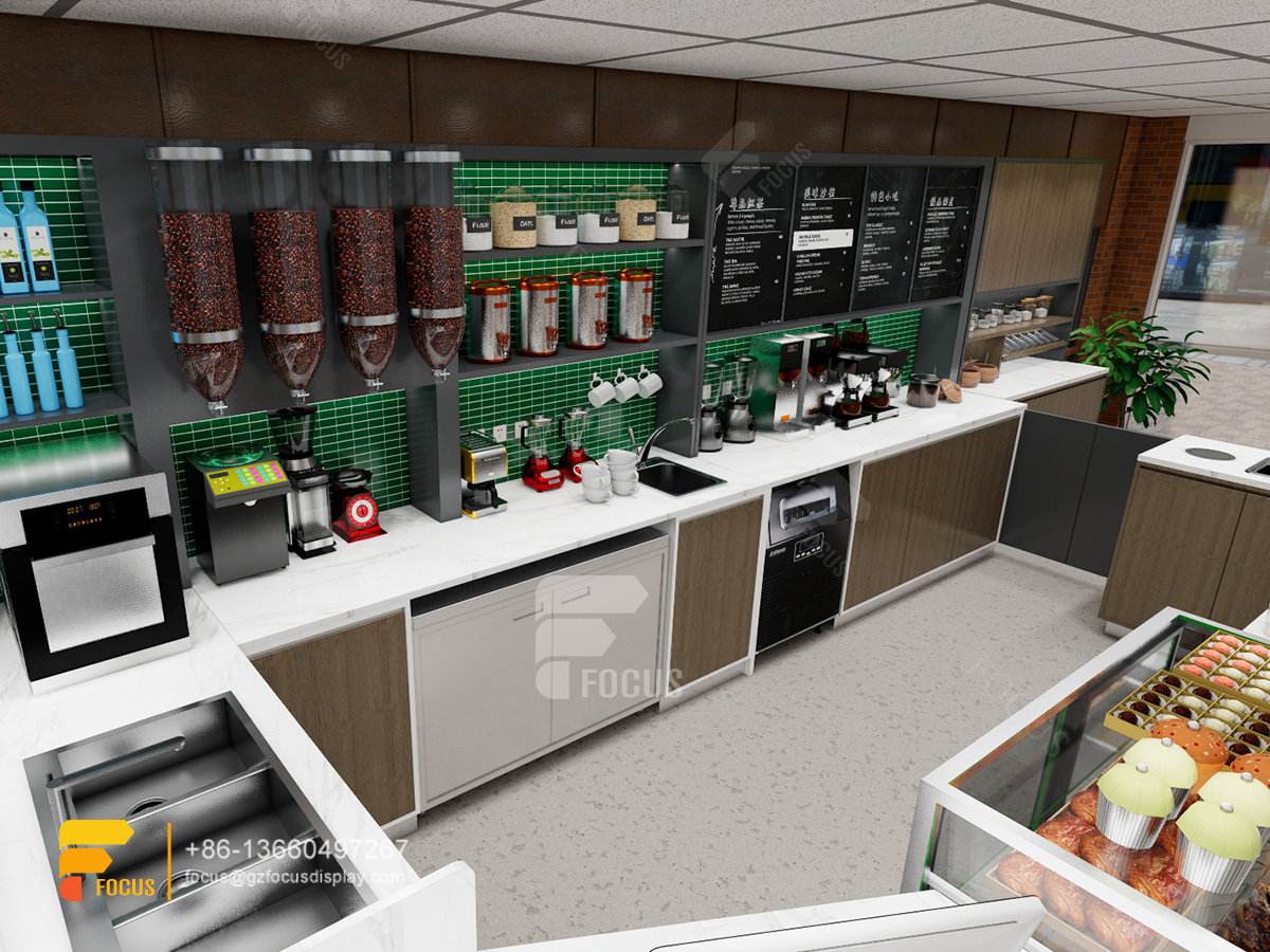 Modern Coffee Shop Counter Layout Design Milk Tea Shop