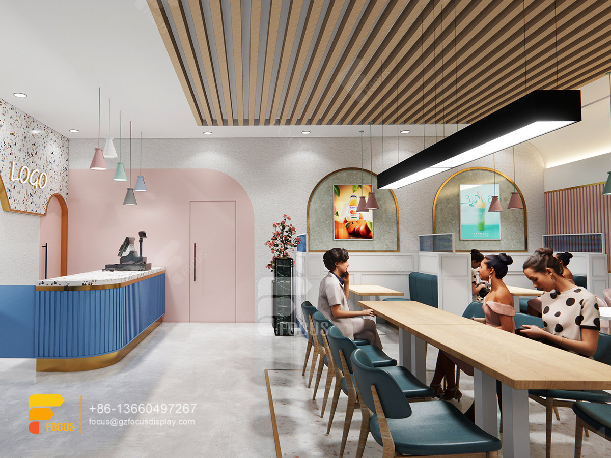 Modern Coffee Shop Design Display Shelving Simple Milk Tea Shop Design