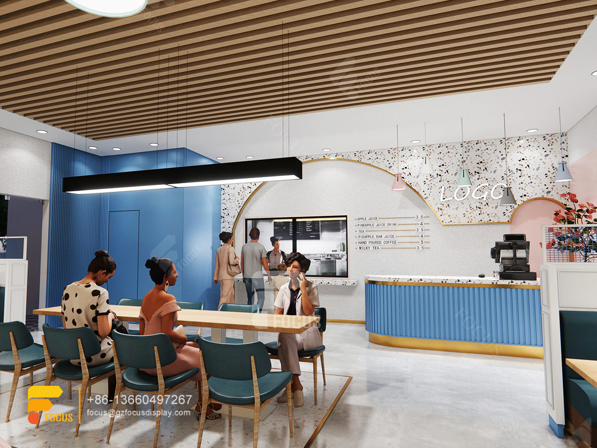 Modern Coffee Shop Design Display Shelving Simple Milk Tea Shop Design