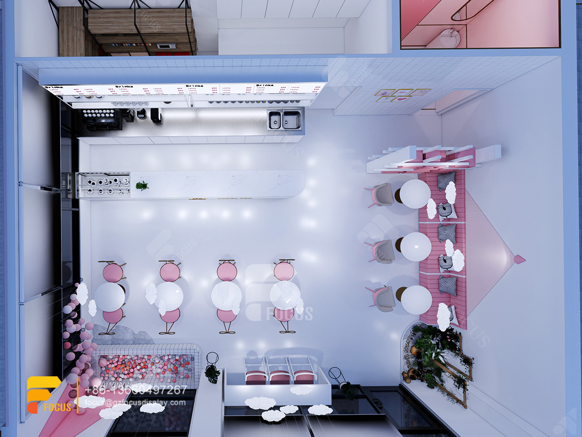 Simple Coffee Shop Design Wooden Cafe Counter Bubble Tea Shop Interior ...