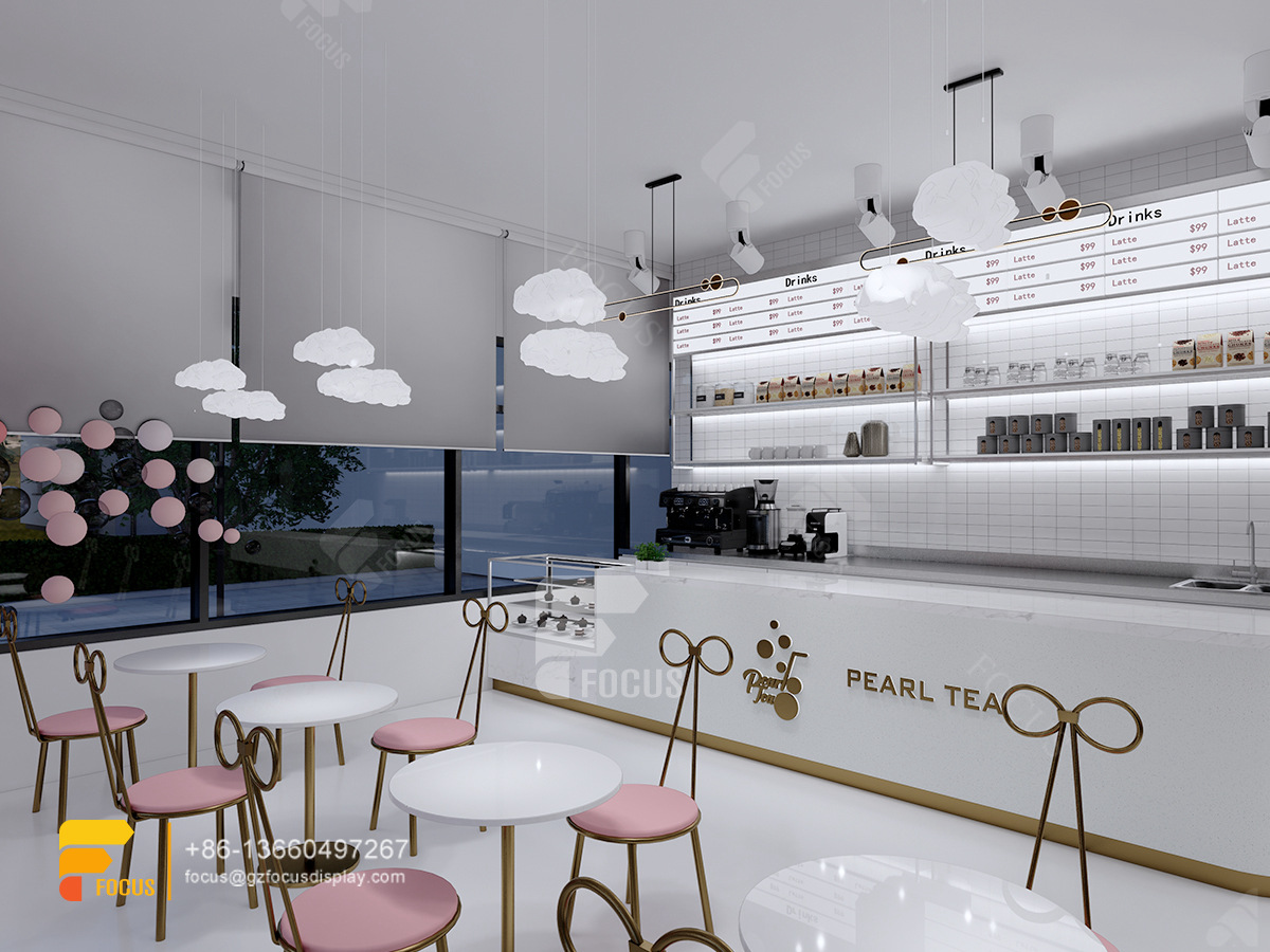 Simple Coffee Shop Design Wooden Cafe Counter Bubble Tea Shop Interior ...