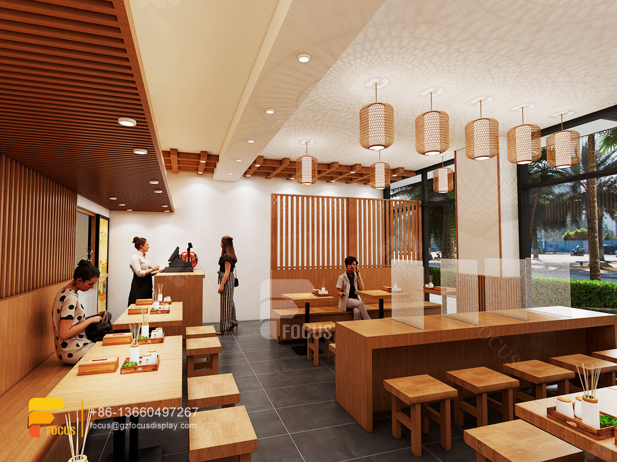 Wood Coffee Shop Design Cashier Counter Milk Tea Interior Design