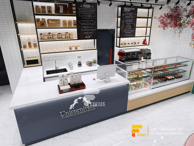 Colorful Coffee Shop Design Front Counter Bubble Tea Counter Design