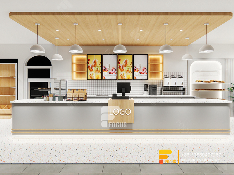 Modern Cafe Counter Coffee Bar Counter Shelf Milk Tea Interior Design
