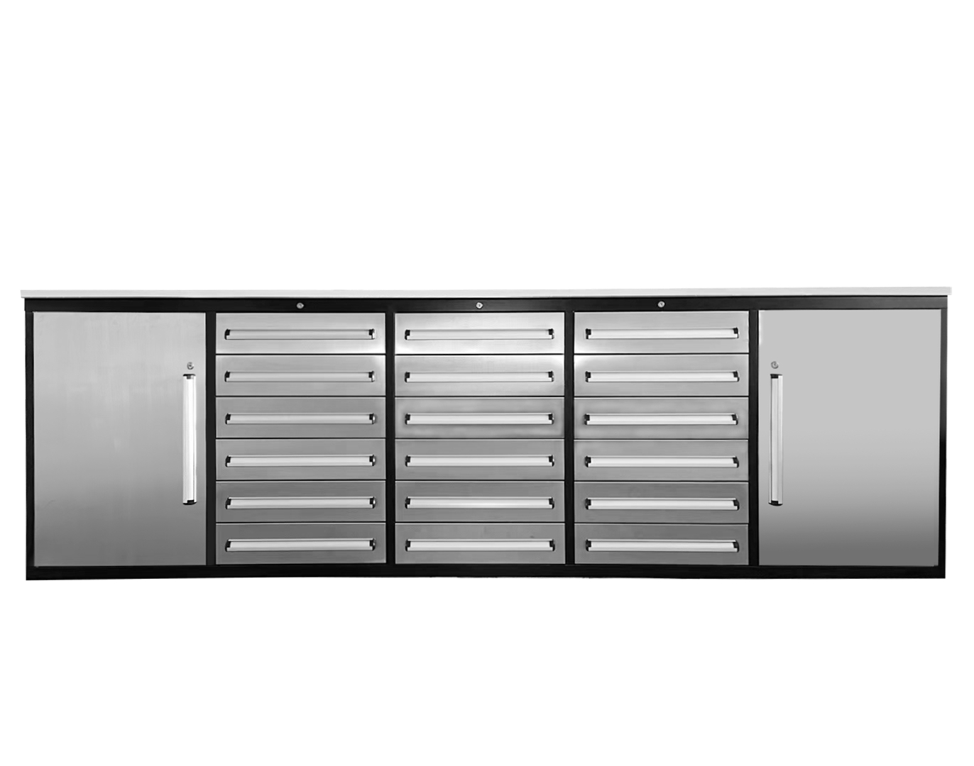 SELA Industrial 10FT-18D Workbench Cabinet Combo, 18 Drawers & 2 Cabinets