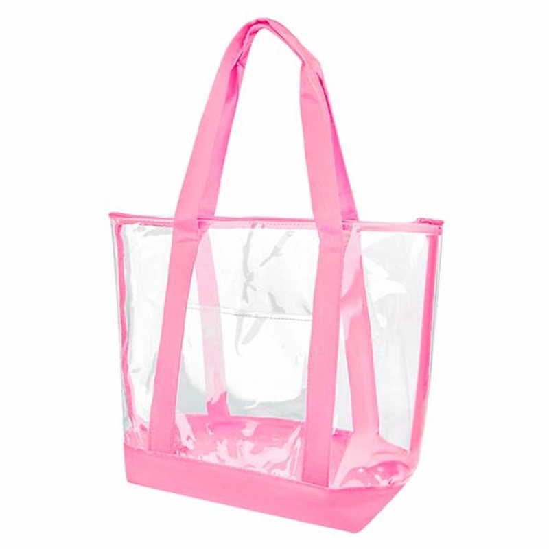 Clear Plastic Tote Bag with Colored Handles