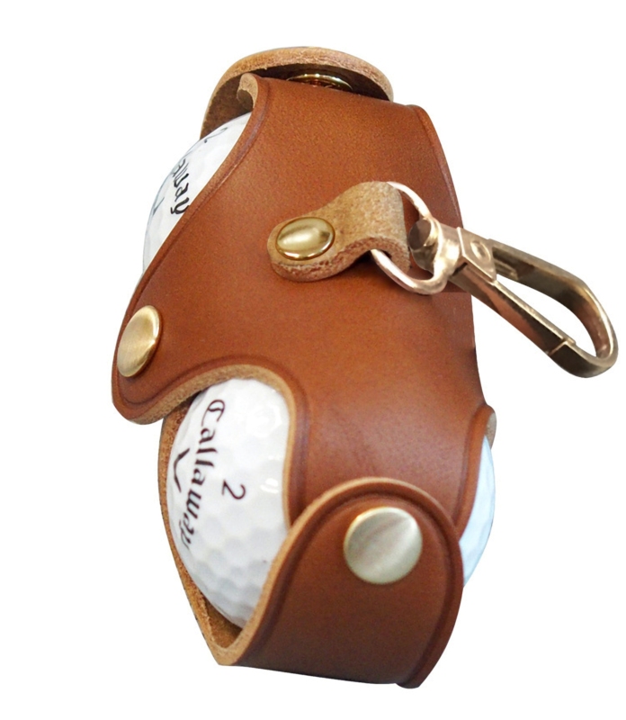 Compact, Lightweight Leather Golf Ball Bag