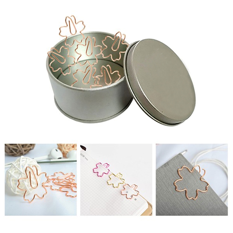 Flower Shaped Paper Clips in Tin Container