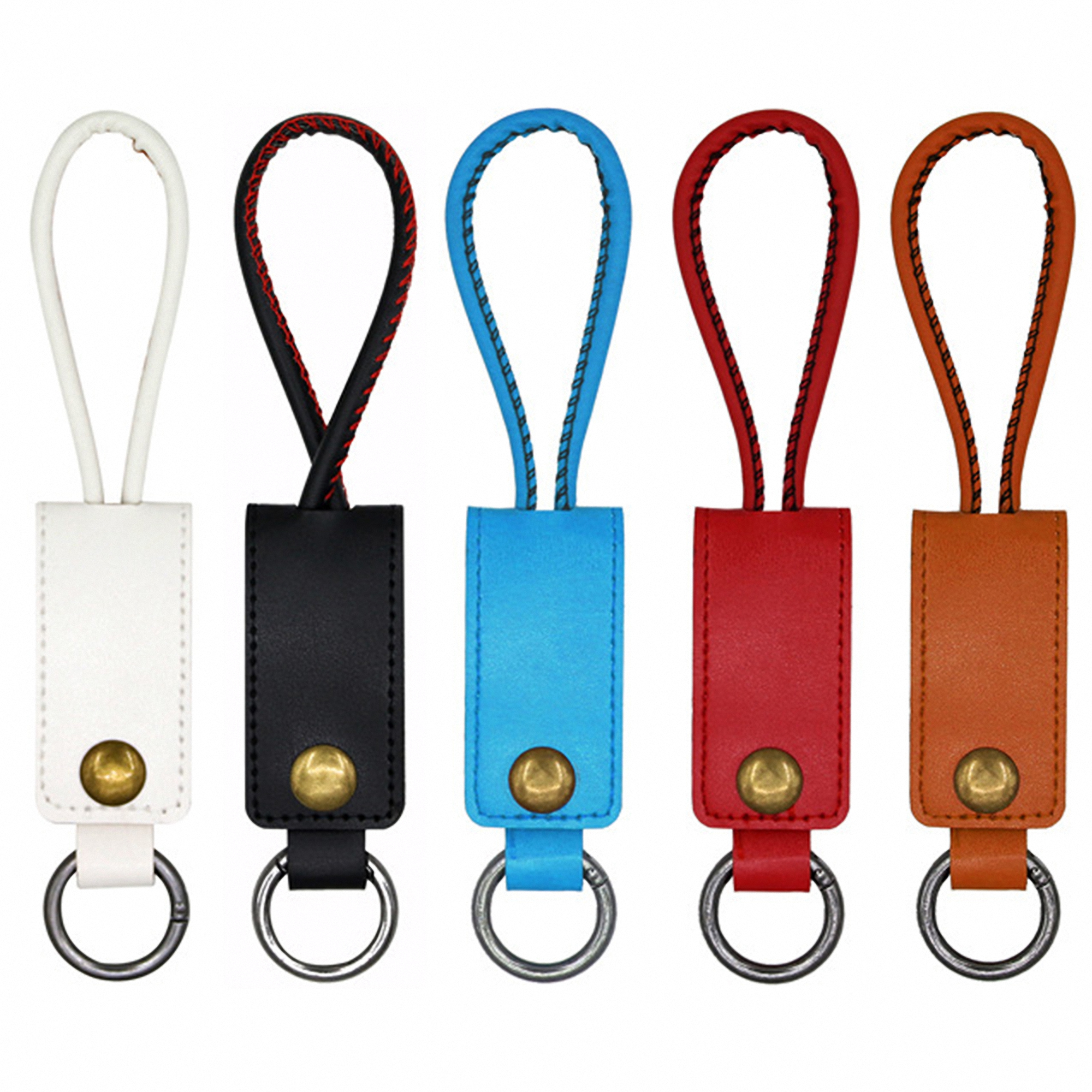 USB Cable with Leather Keychain