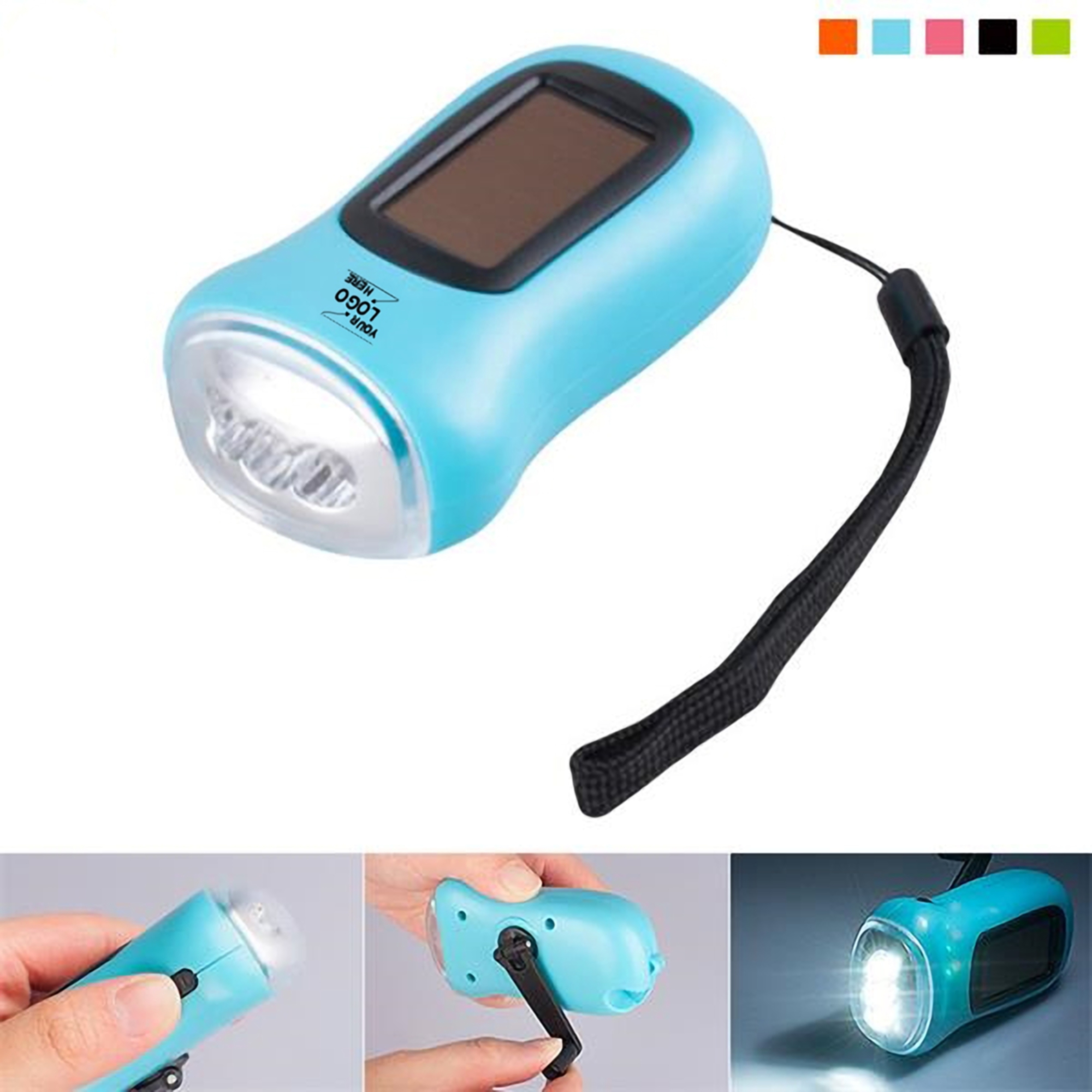Hand Crank Generator Flashlight - Portable, Solar-Powered Flashlight