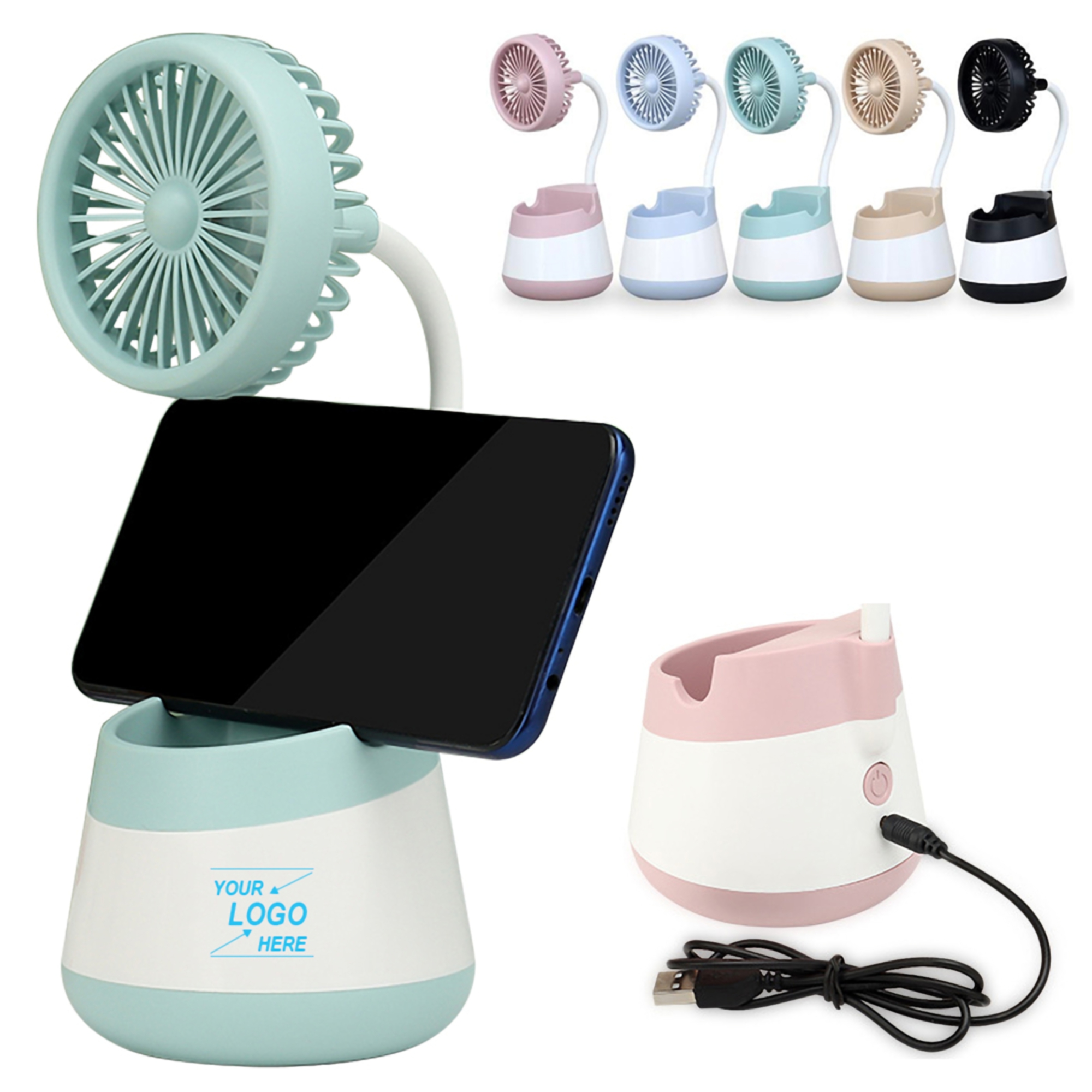 USB Handheld Fan With Mobile Phone Stand