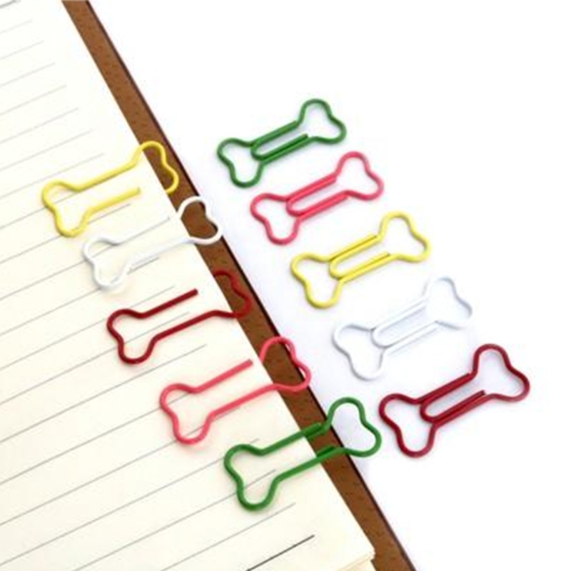 Dog Bone Shaped Paper Clips in Tin Container