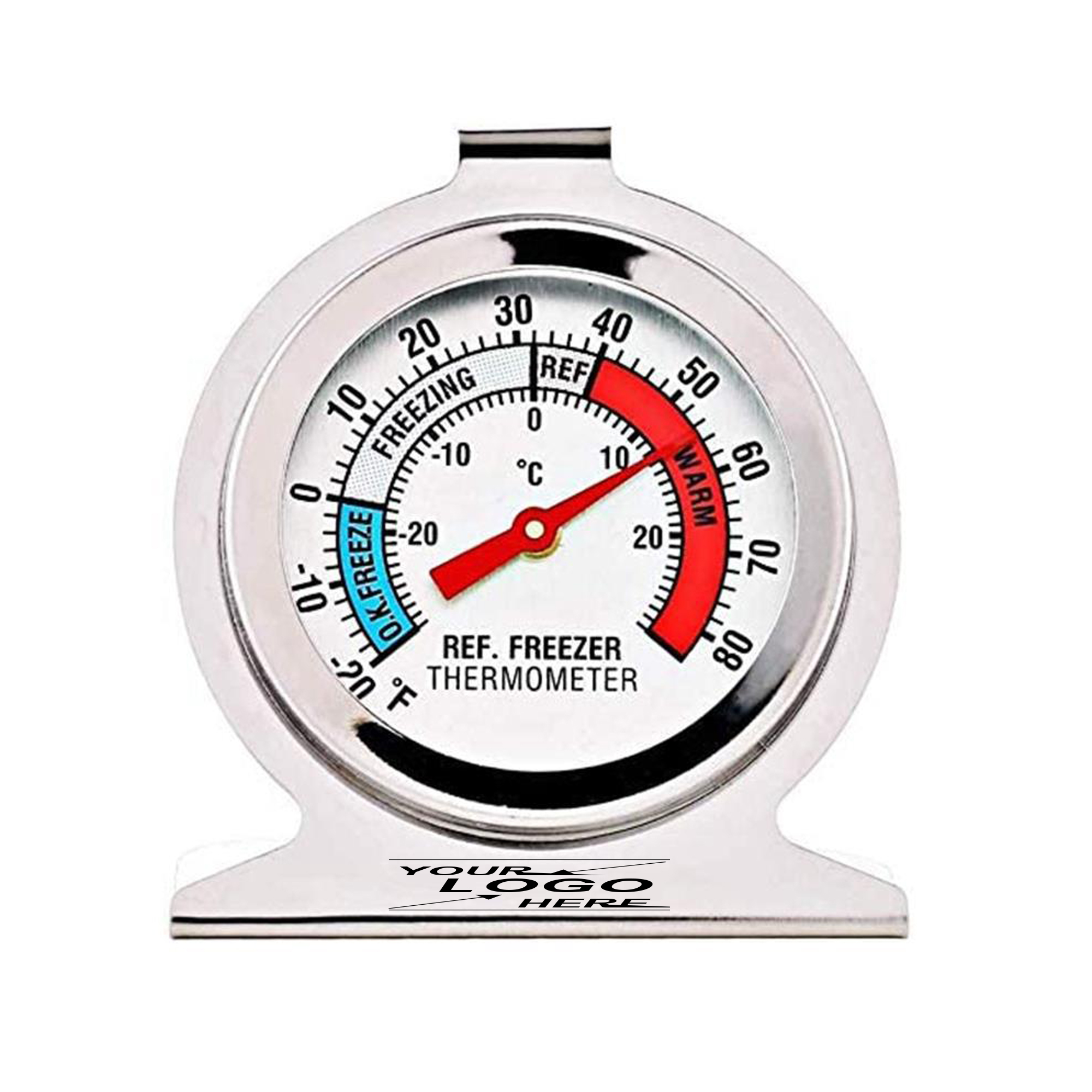 Stainless steel refrigerator thermometer