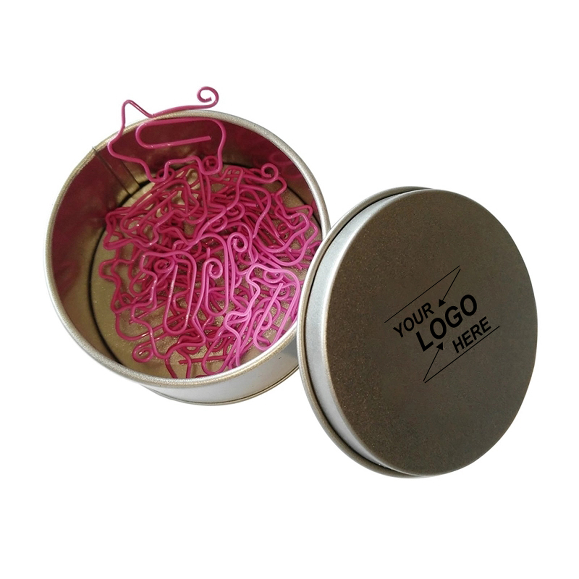 Pig Shaped Paper Clips in Tin Container,OFFICE