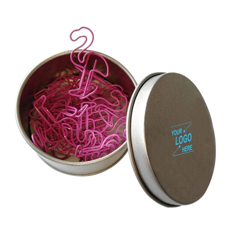 Flamingo Shaped Paper Clips in Tin Container,OFFICE