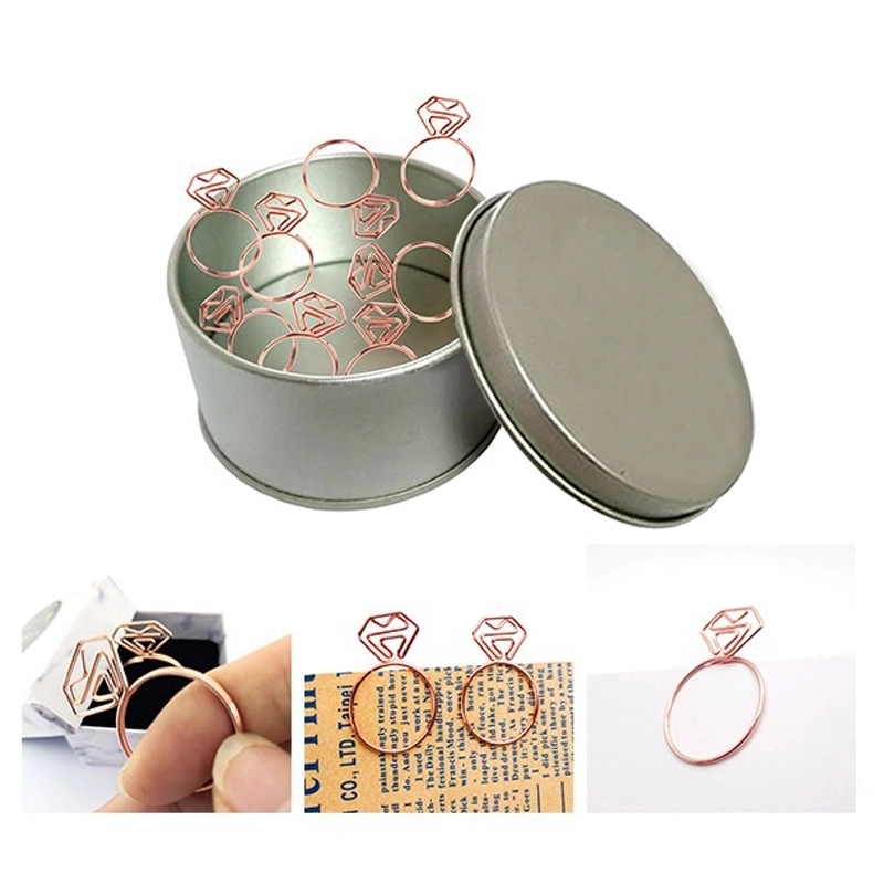 Diamond Ring Shaped Paper Clips in Tin Container,OFFICE