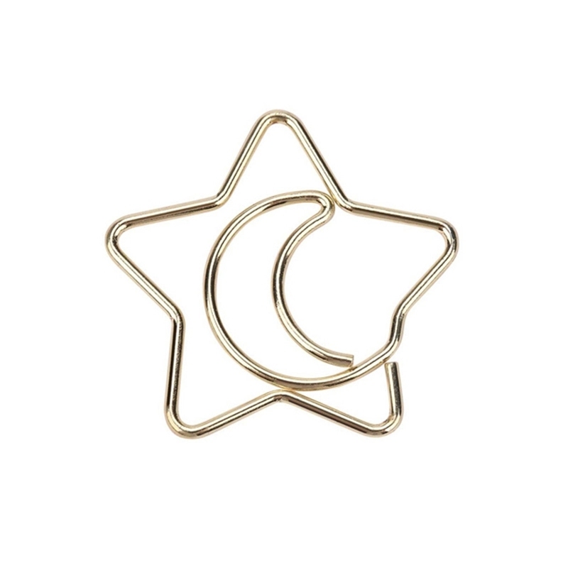 Crescent Moon in Star Paper Clips in Tin Container,OFFICE