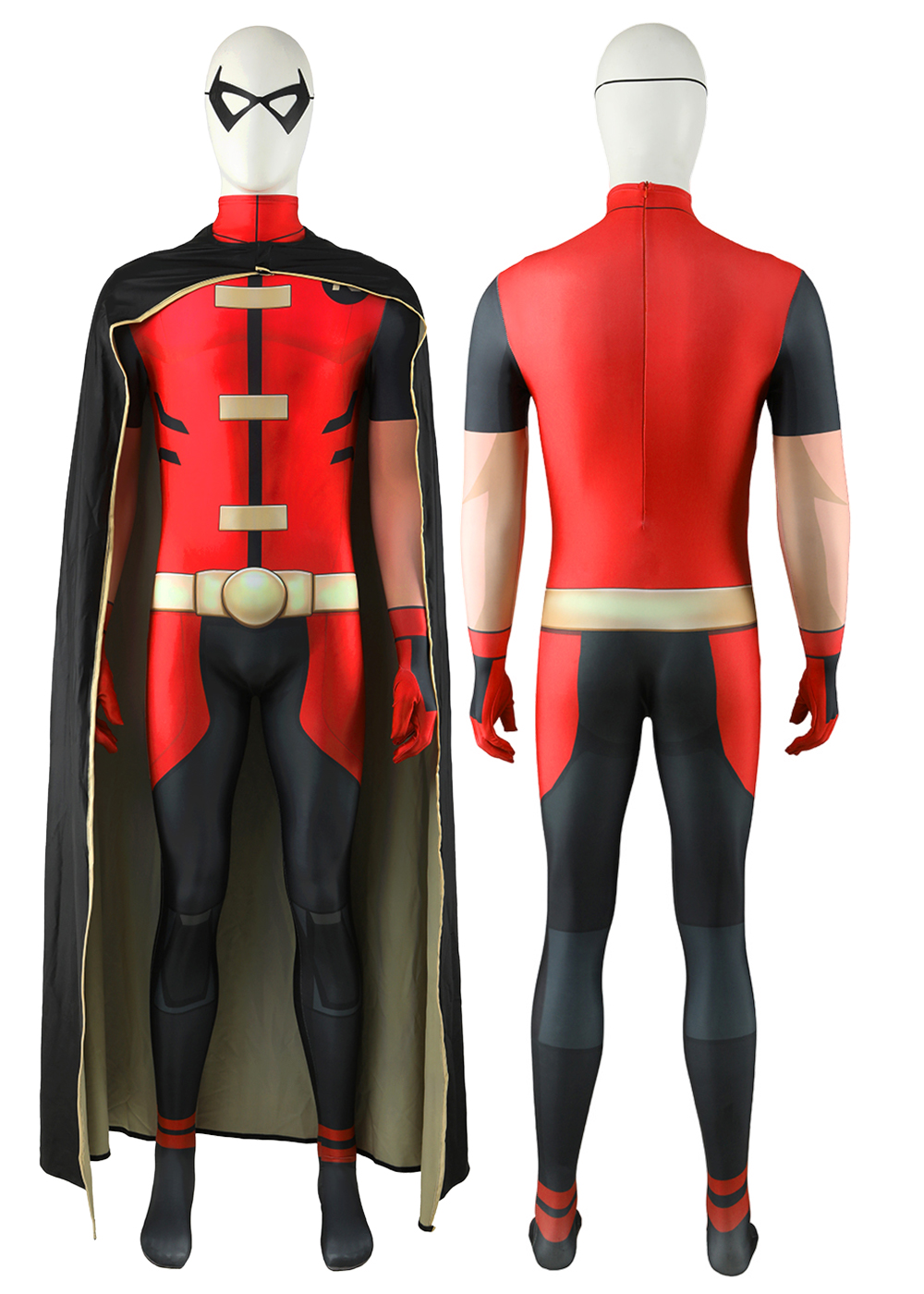 Teen Titans Robin Bodysuit Costume Cosplay with Cloak For Kids Adult ...