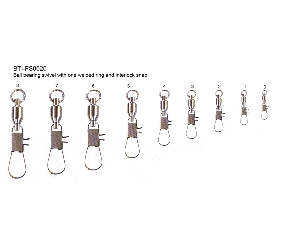 Ball bearing swivel with one welded ring and interlock snap