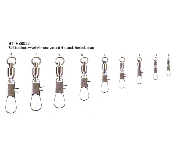 Ball bearing swivel with one welded ring and interlock snap