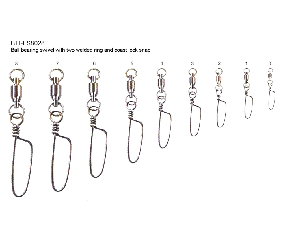 Ball bearing swivel with two welded ring and coast lock snap