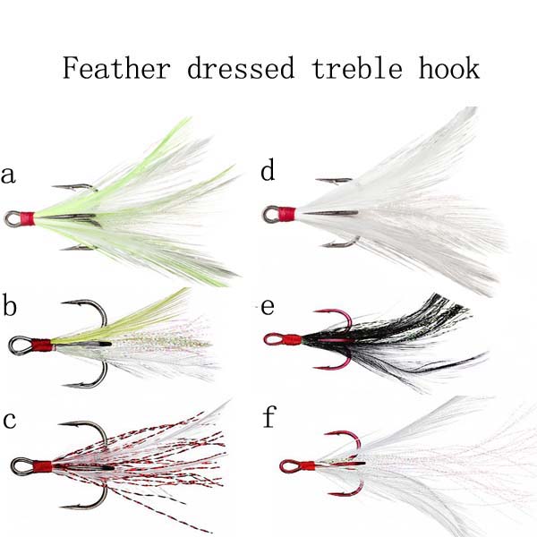 Feather dressed treble hook