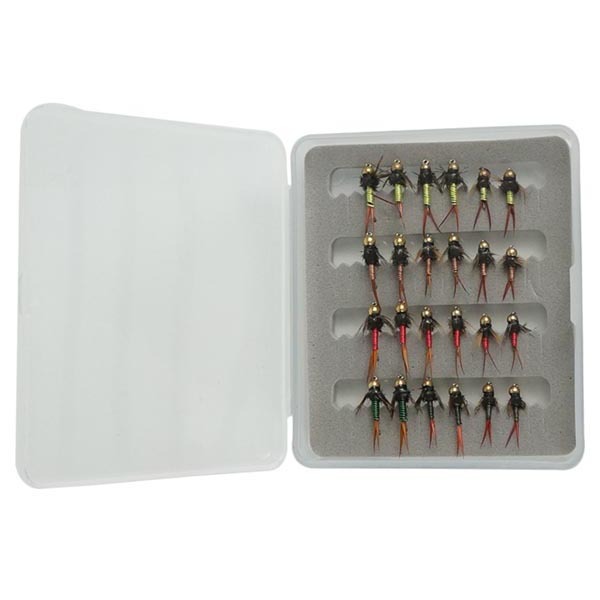 24pc Copper John nymph head flies with a mini fly box