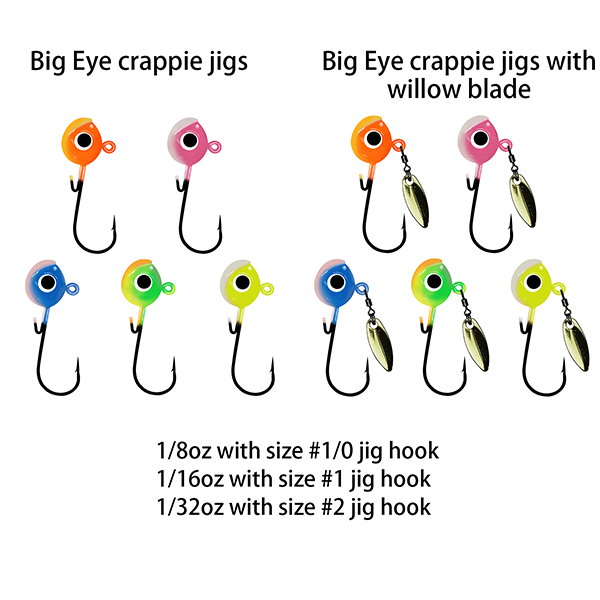 BTI-05I-1002 Big Eye crappie jigs with/without Willow Blade