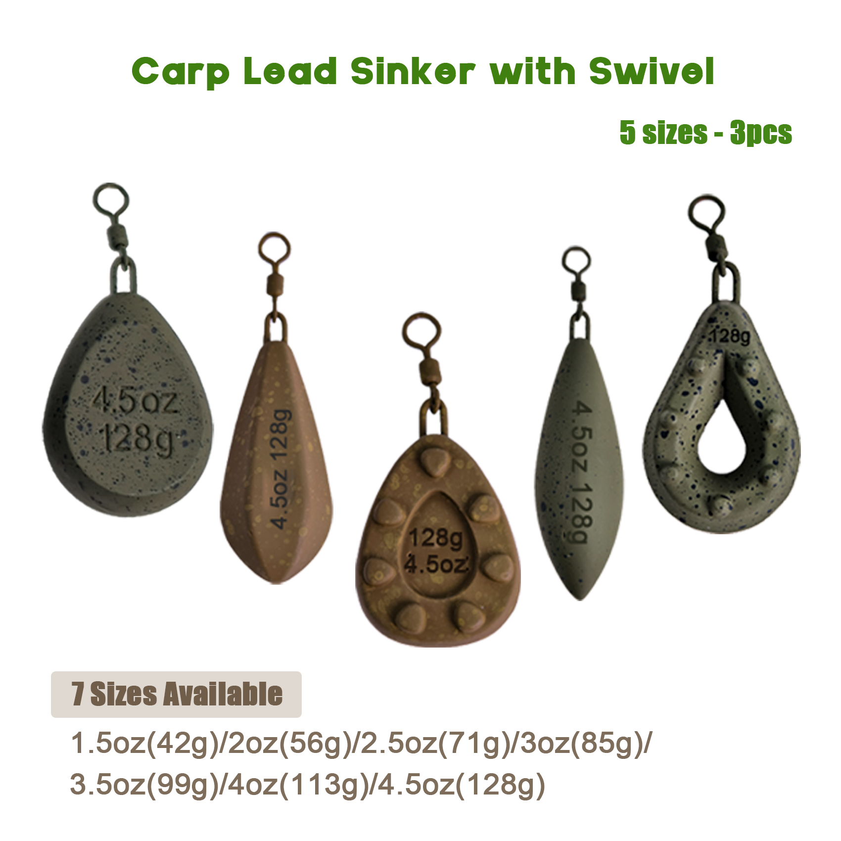 Swivel Carp Lead Sinkers Coated Surface Premium Textured Carp Fishing ...