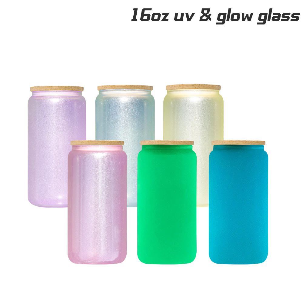 50 Pack 16oz UV Color Change and Glow in Dark Frosted Sublimation Glass ...