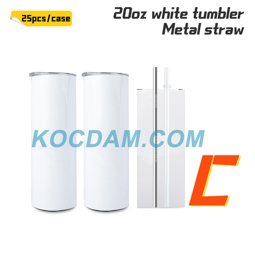 KOCDAM 25 Pack 20oz White Sublimation Straight Skinny Tumbler Blanks ...