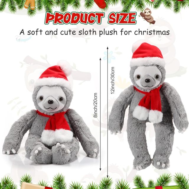 8 Inch Christmas Stuffed Animal Christmas Plush Doll- Sloth