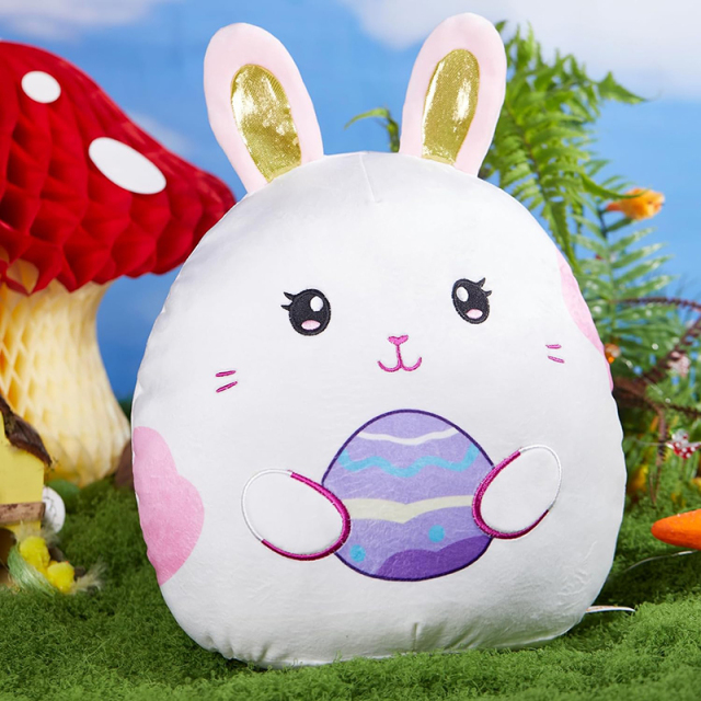 15" Easter Bunny Plush Pillow with Cute Bunny Ears and Easter Egg