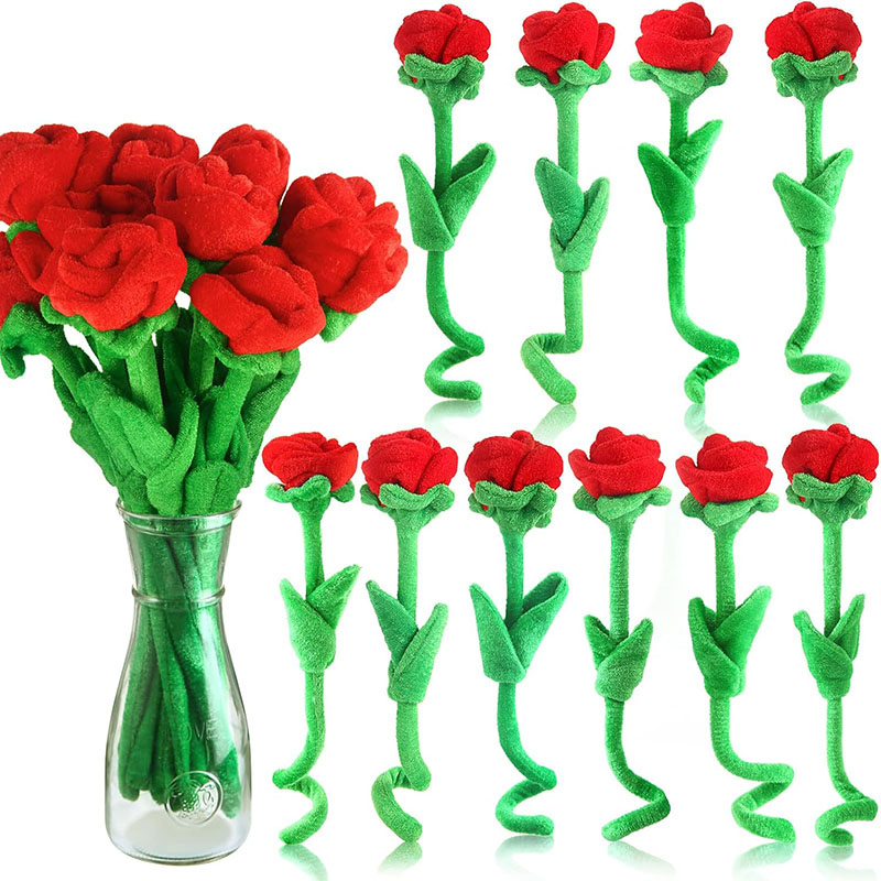 Flower Stuffed Rose Flower Bendable Stems Plush Toy