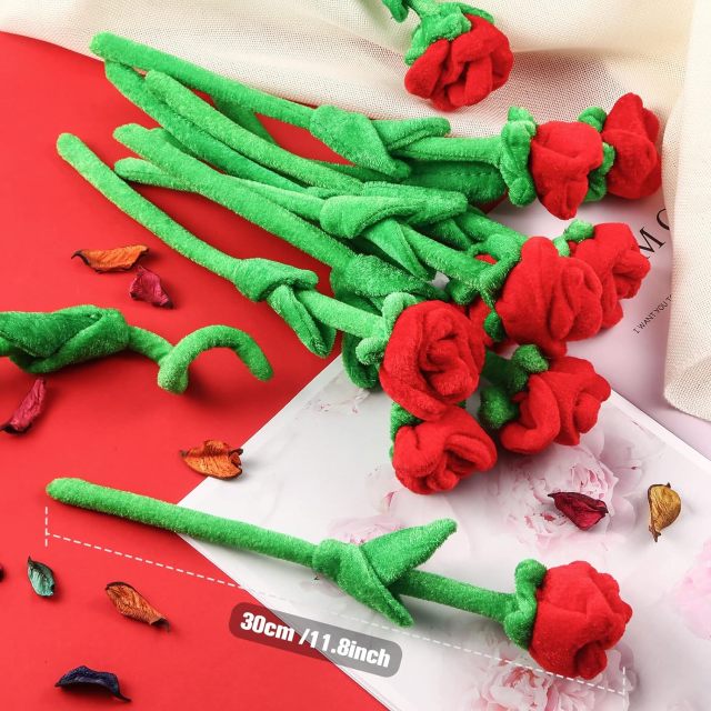 Flower Stuffed Rose Flower Bendable Stems Plush Toy