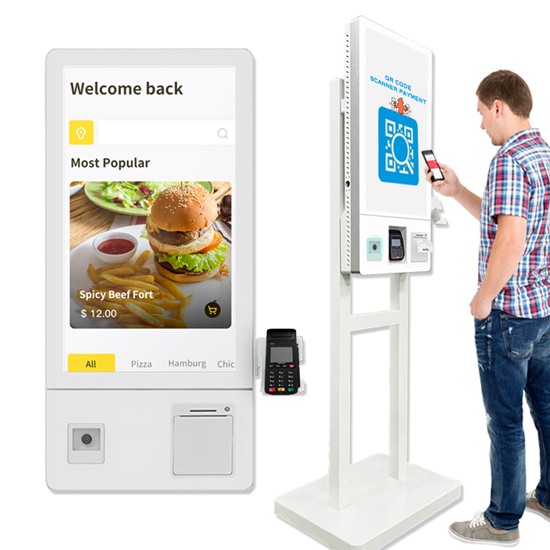 Self Service Restaurant Ordering Payment Kiosk with Printer