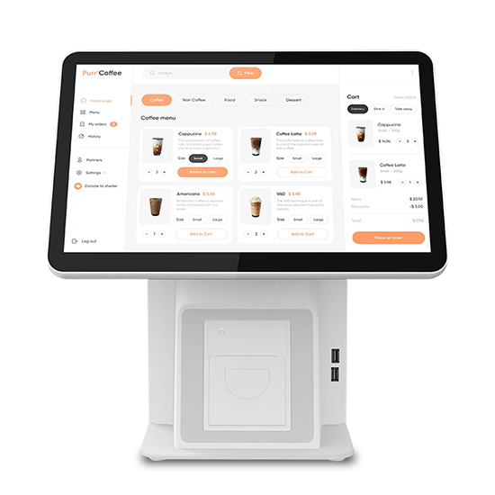Dual Screen Pos Dual Monitor Cash Register With Receipt Printer