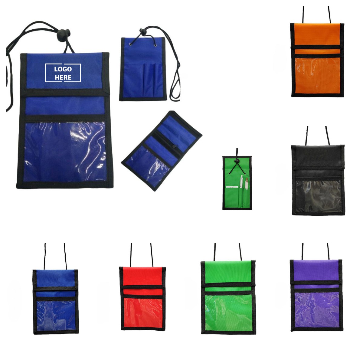 Waterproof Badge Holder Neck Wallet with Clear Window