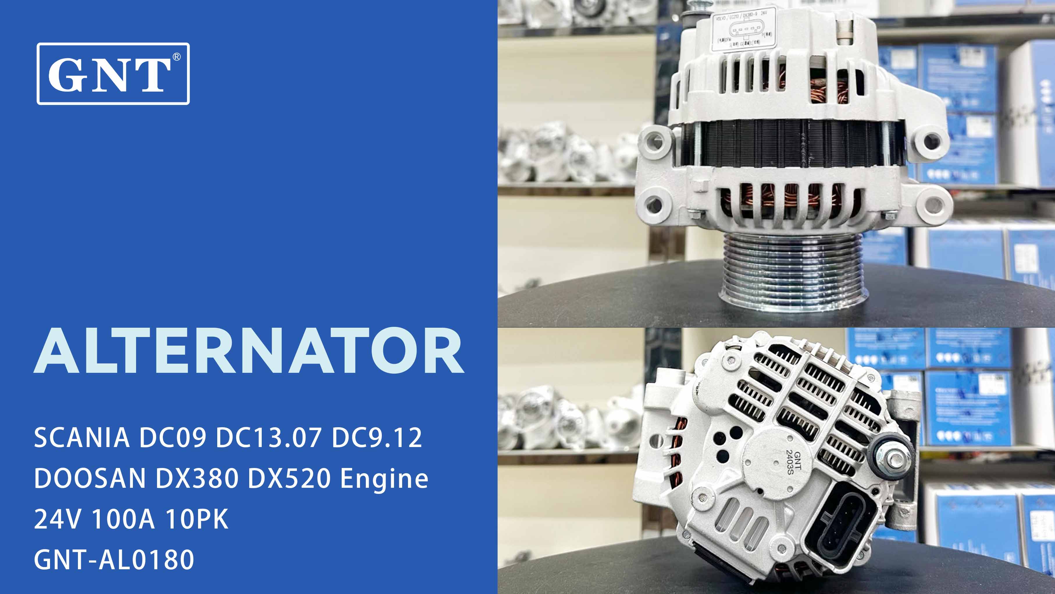 24V 100A Alternator compatible with SCANIA DC09 Engine 19091007 DRA1117 ...