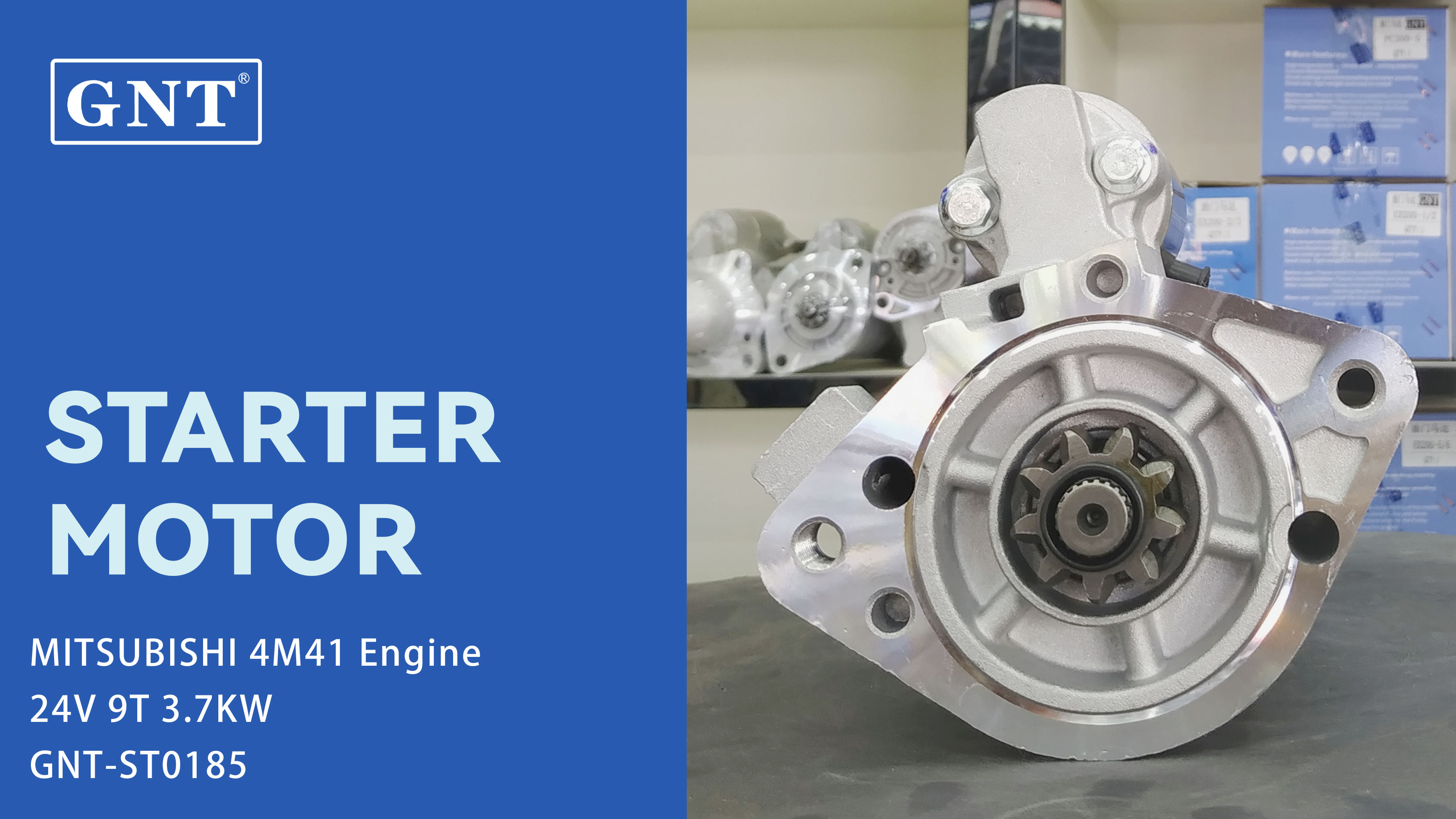 24V 9T GNT Starter Motor compatible with MITSUBISHI 4M41 Engine ...