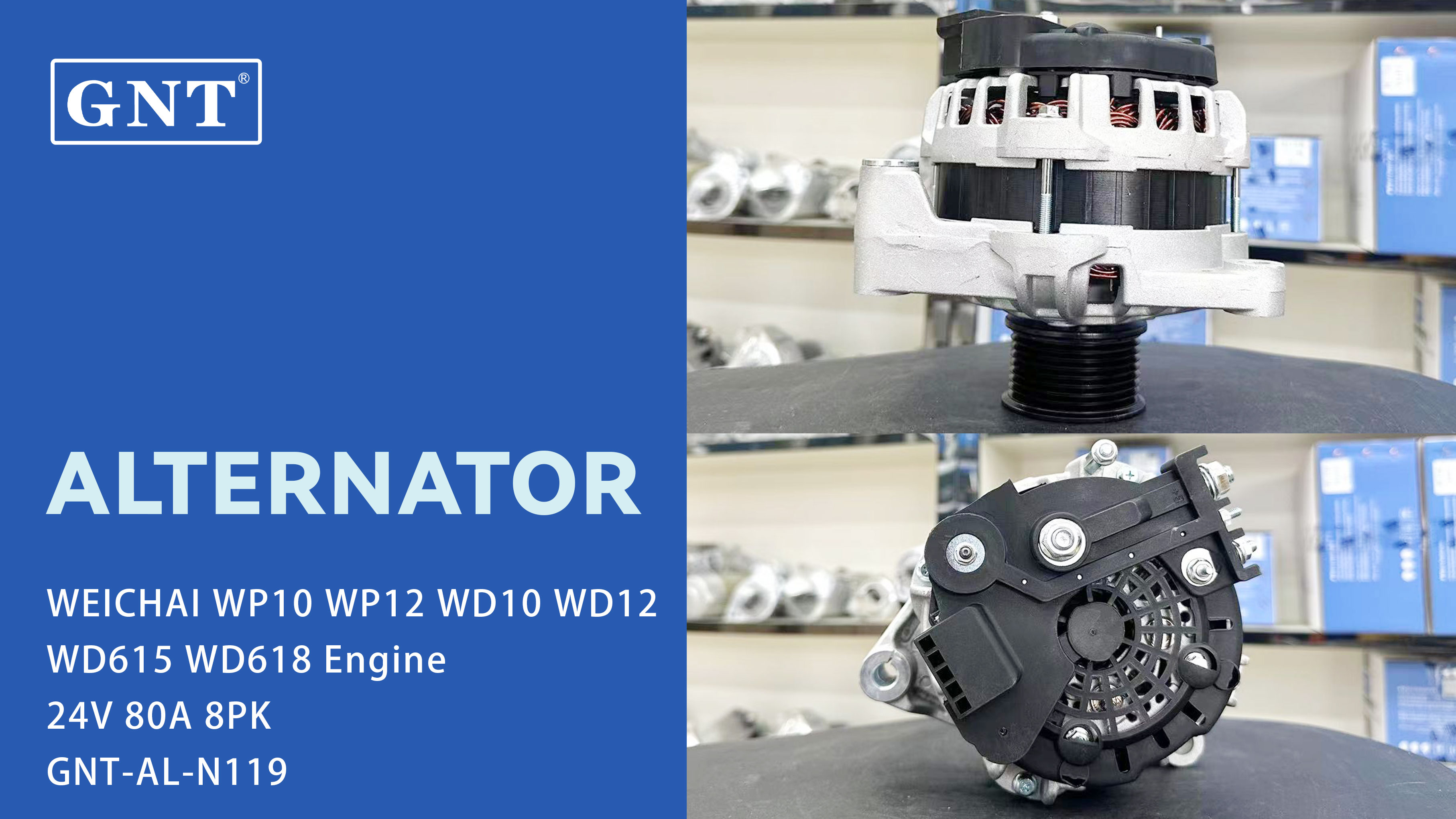 24V 80A GNT Alternator compatible with WEICHAI WD615 WD618 WP10 Engine ...