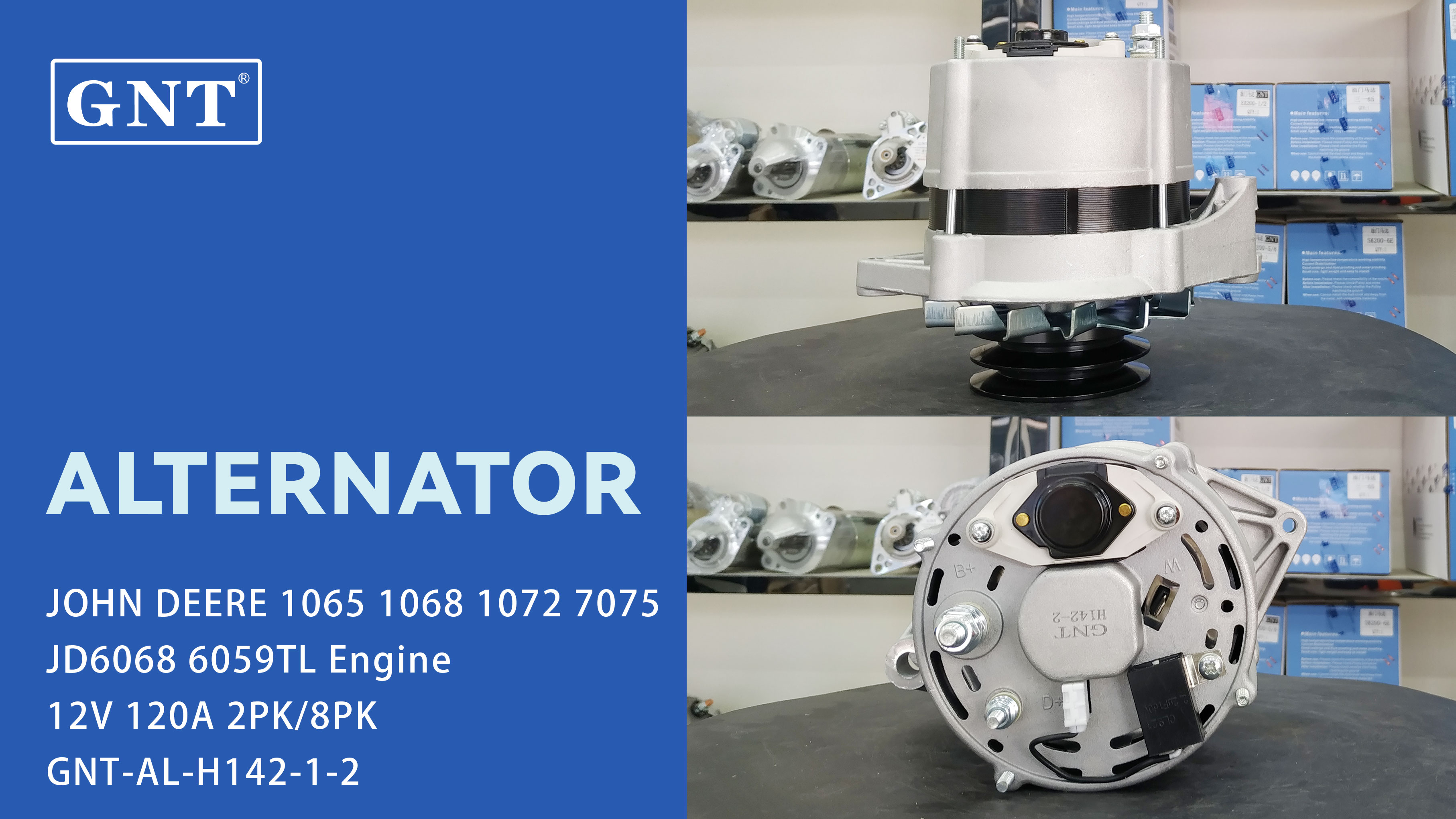 12V 120A Alternator compatible with JOHN DEERE JD6068 Engine 6220167M91 ...