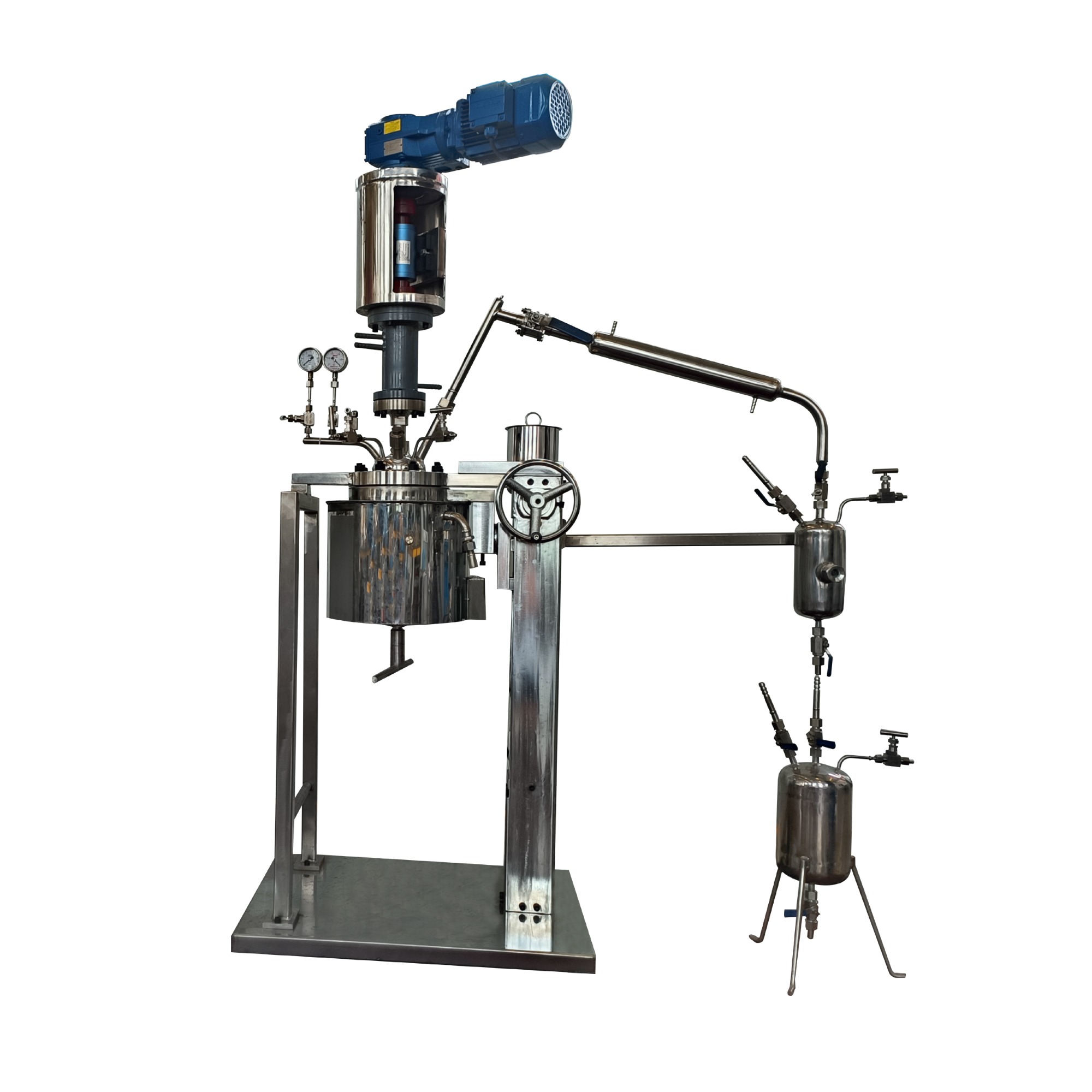2L distillation reactor with flipping rack and condenser