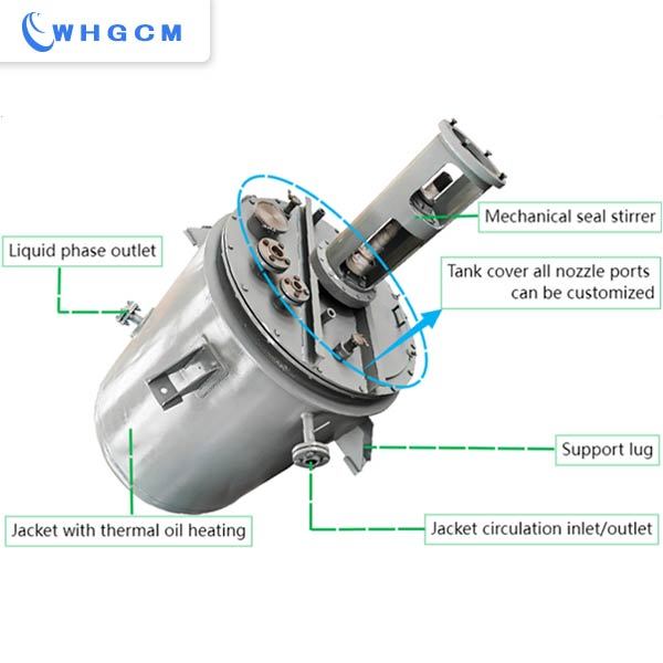 1500L Titanium premixing reactor with flat head and circulation jacket ...