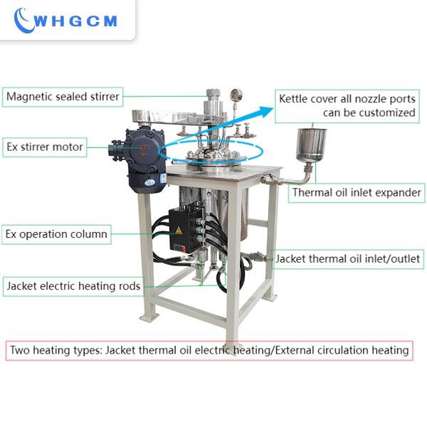 10L stainless lab reactor jacked heat with oil bathed