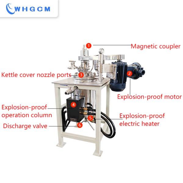 2L Jacked stainless steel lab reactor with temperature system