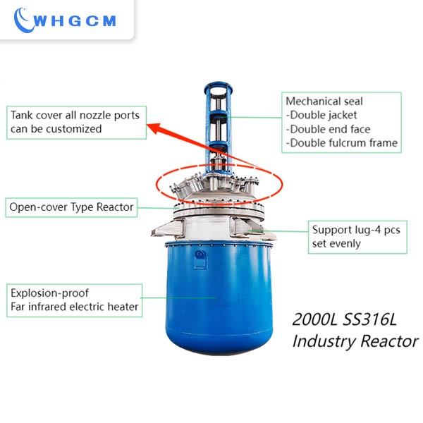 2000L industrial chemical reactor